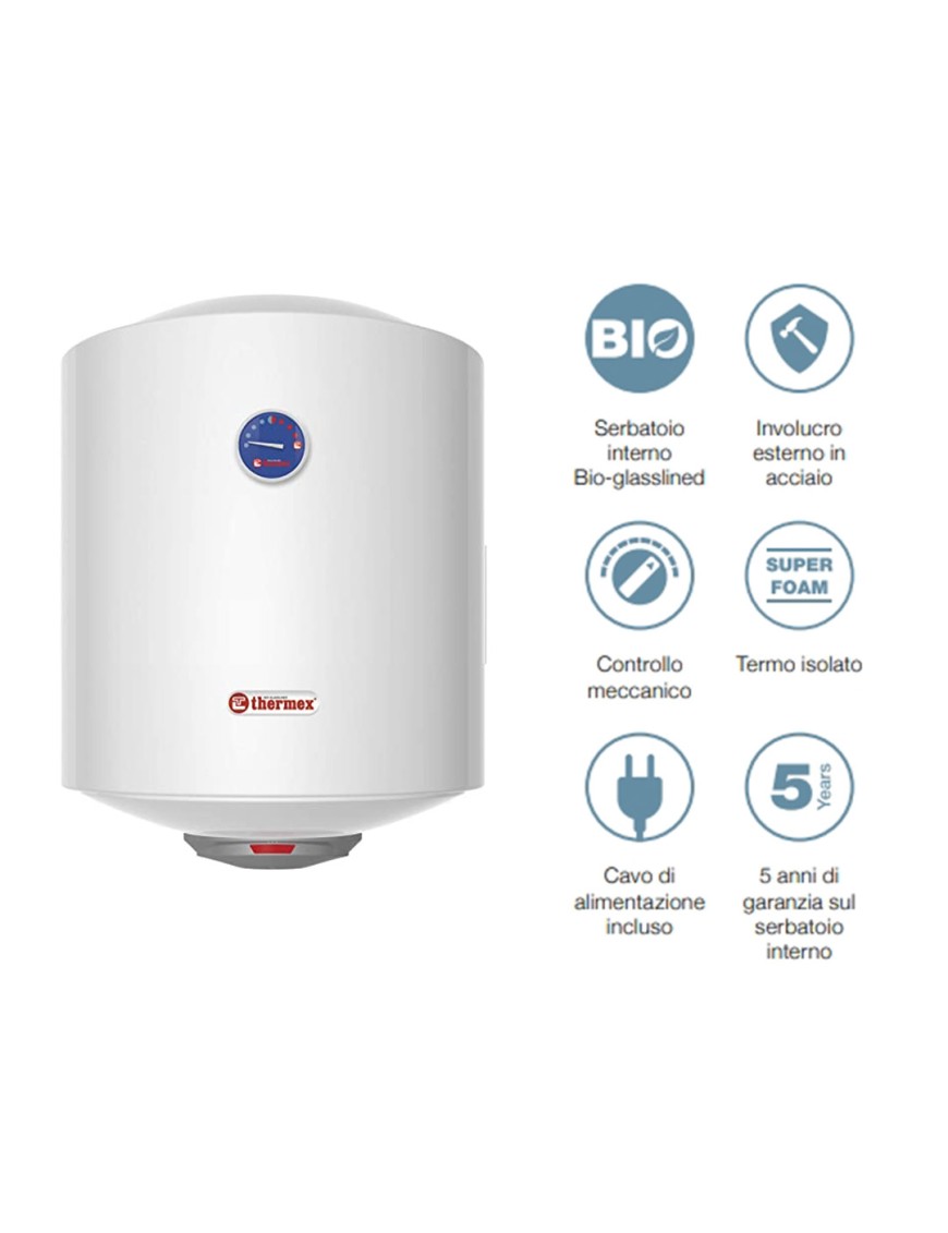 Scaldabagno elettrico verticale 50 lt boiler scaldino scaldacqua 5 anni ...