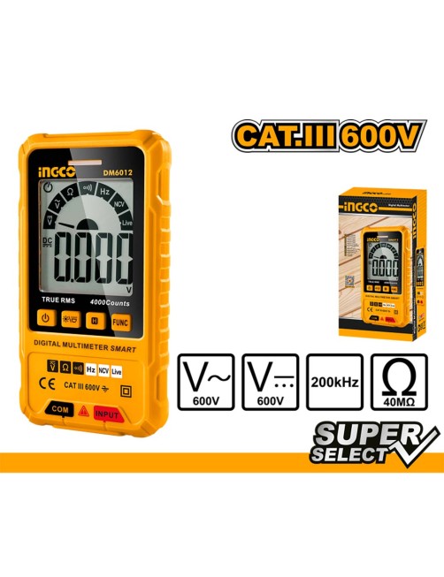 Multimetro digitale Tester con cavi e puntali inclusi Cat III 600V CC ...