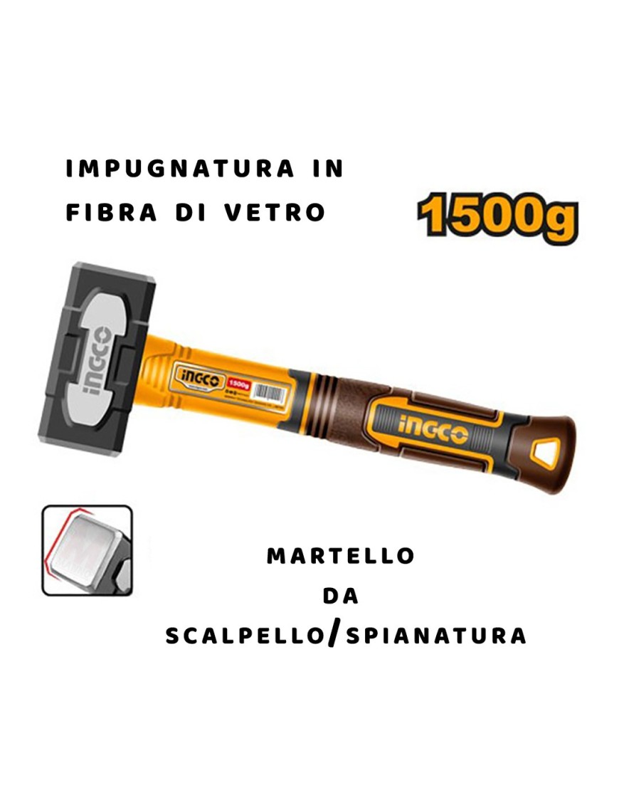 Mazza Martello da Muratore 1 Kg Mazzetta in acciaio Manico vetroresina ...